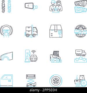 Conveyance linear icons set. Transport, Vehicle, Transit, Carriage ...