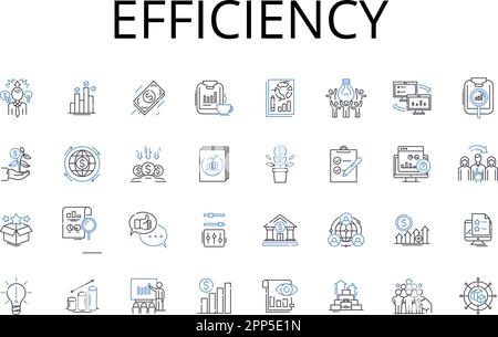 Efficiency line icons collection. Speediness, Productiveness, Promptness, Competence ...