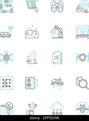 Digital Transformation - DigiTrans linear icons set. Disruption, Innovation, Agility ...