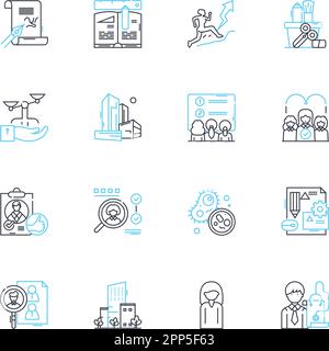 Talent Scouting linear icons set. Identification, Assessment ...
