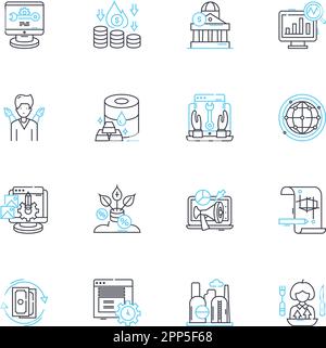 Wealth flow linear icons set. Prosperity, Abundance, Cashflow ...