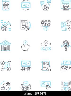 Table economics linear icons set. Pricing, Profitability, Demand ...