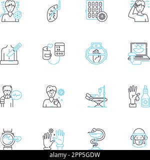 Pandemic intervention linear icons set. Quarantine, Isolation, Contact ...