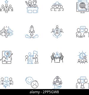 Cooperative work line icons collection. Collaboration, Partnership ...