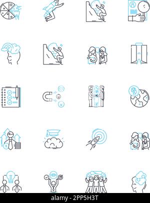 Stakeholder engagement linear icons set. Collaboration, Empowerment ...