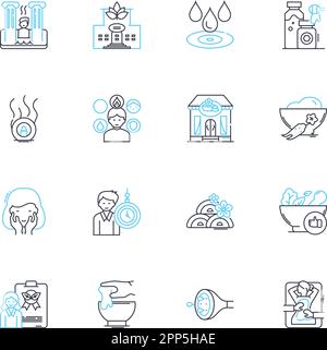 TCM Traditional Chinese Medicine icons and pictograms. Artworks depict ...