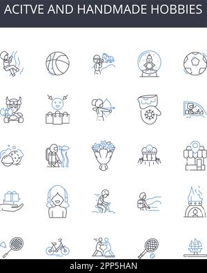 Acitve and handmade hobbies line icons collection. Viral, Influencer ...