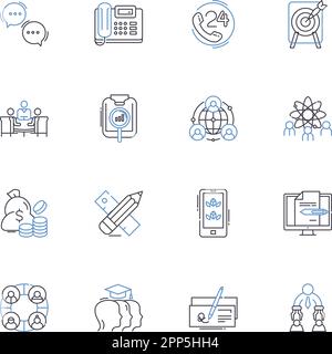 Policies line icons collection. Regulations, Guidelines, Procedures, Rules, Directives ...