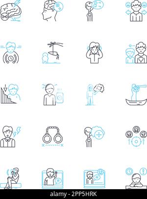 Wholeness linear icons set. Balance, Harmony, Integration, Unity ...