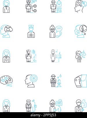 Globalization linear icons set. Interconnectedness, Integration ...