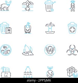Wildlife linear icons set. Savanna, Habitat, Primate, Tundra, Predator ...