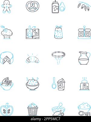 Smorgasbord linear icons set. Buffet, Feast, Variety, Selection ...