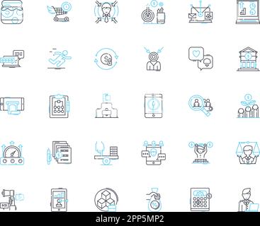 Budget framework linear icons set. Allocation, Analysis, Accountability ...