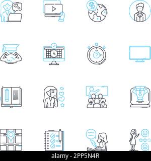 Influencer linear icons set. Trendsetter, Ambassador, Promoter ...