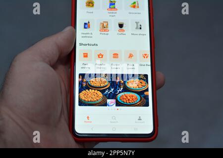 Cairo, Egypt, April 8 2023: Talabat mart application, online food ...