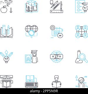 Skill-building linear icons set. Development, Mastery, Competence ...