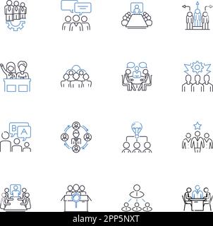 Concatenation line icons collection. Joining, Merging, Linking ...