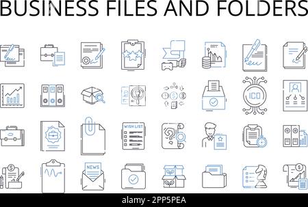 Vendor folders line icons collection. Organization, Management ...