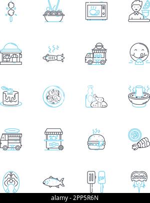 Banquet linear icons set. Celebration, Feast, Grandeur, Gala, Elegance ...