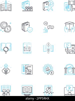 Publicity linear icons set. Exposure, Promote, Coverage, Awareness ...