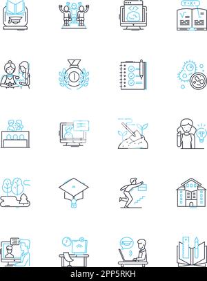 Academics linear icons set. Learning, Education, Scholarship, Studying ...