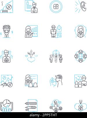 Coordinated enterprise linear icons set. Collaboration, Integration ...
