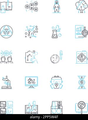 Physical science linear icons set. Kinetics, Dynamics, Thermodynamics ...