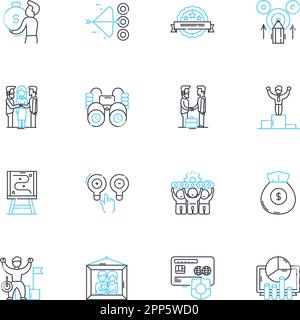 Performance metrics linear icons set. Evaluation, Analysis, Assessment ...
