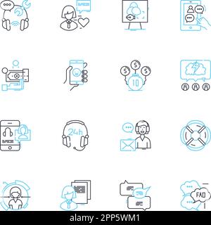 Patron advocacy linear icons set. Support, Representation, Protection ...