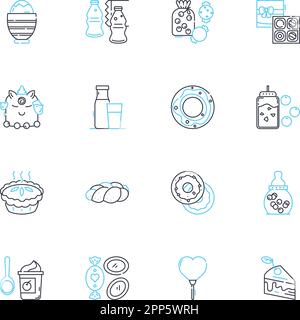 Brownies linear icons set. Chocolatey, Delicious, Fudgy, Rich, Moist ...