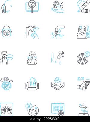 Microorganisms linear icons set. Bacteria, Virus, Fungi, Yeast, Algae ...