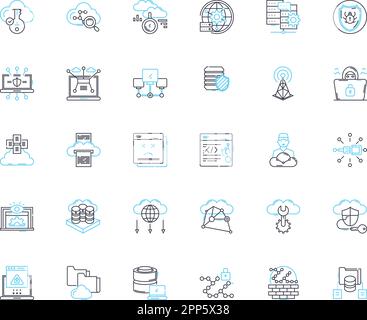 Smart factories linear icons set. Automation, Robotics, Efficiency, Innovation, Integration ...