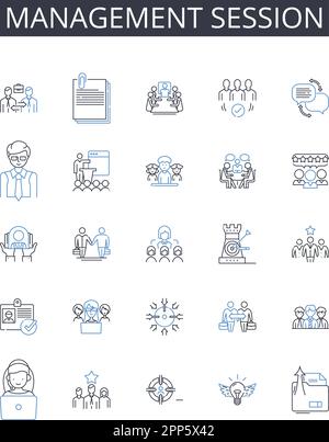 Strategic planning session line icons collection. Visioning, Mission ...