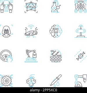 Imitation innovation linear icons set. Mimicry, Replication, Copying ...