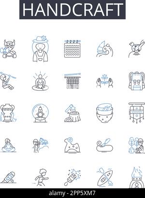 Hand-woven line icons collection. Craftsmanship , Textiles , Fibers ...