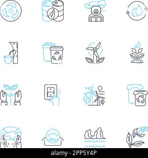 Natural resources set with land and water resources symbols flat ...