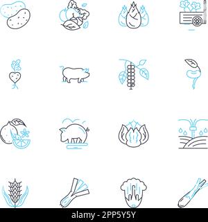 Green farming linear icons set. Sustainable, Organic, Eco-friendly ...
