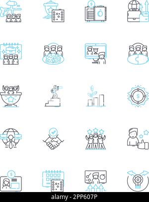 Political stability linear icons set. Consistency, Security ...