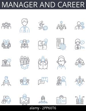 Director and employment line icons collection. Leadership, Creativity ...