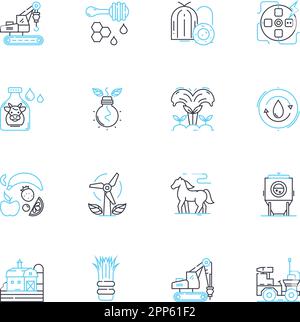 Livestock show linear icons set. Exhibition, Competition, Agriculture ...