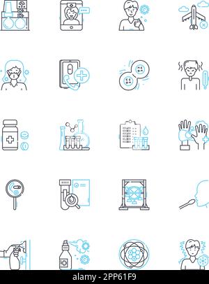 Viruses linear icons set. Pandemic, Contagious, Outbreak, Infection ...