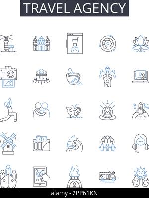 Journey arranger line icons collection. Route, Map, Guide, Planner ...