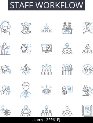 Staff workflow line icons collection. Employee productivity, Resource ...