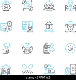 Fiscal responsibility linear icons set. Budgeting, Accountability ...