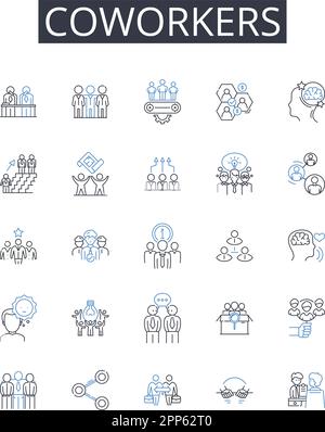 Coworkers line icons collection. Peers, Associates, Colleagues ...
