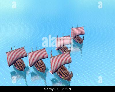 A fleet of viking raider ships on the sea Stock Photo - Alamy