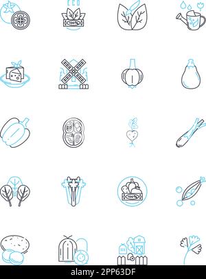 Sustainable agriculture linear icons set. Organic, Regenerative ...
