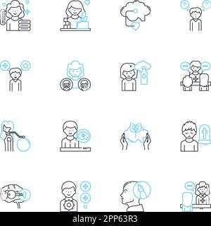 Humanity linear icons set. Empathy, Compassion, Diversity, Equality ...