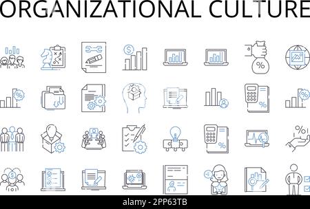 Organizational culture line icons collection. Corporate values ...