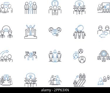 Combined forces line icons collection. Collaboration, Unity, Synergy ...